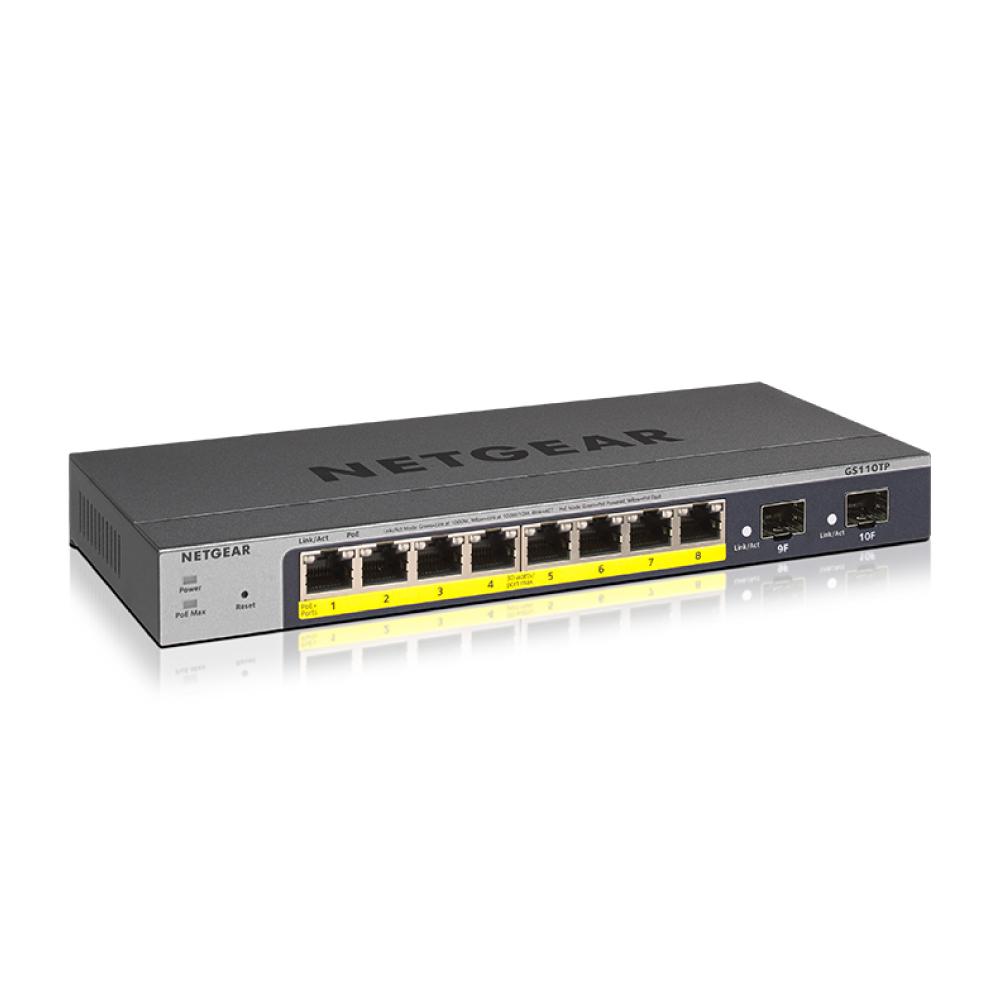 NETGEAR GS110TPv3 8-Port Gigabit Ethernet Smart Managed Pro PoE Switch ...