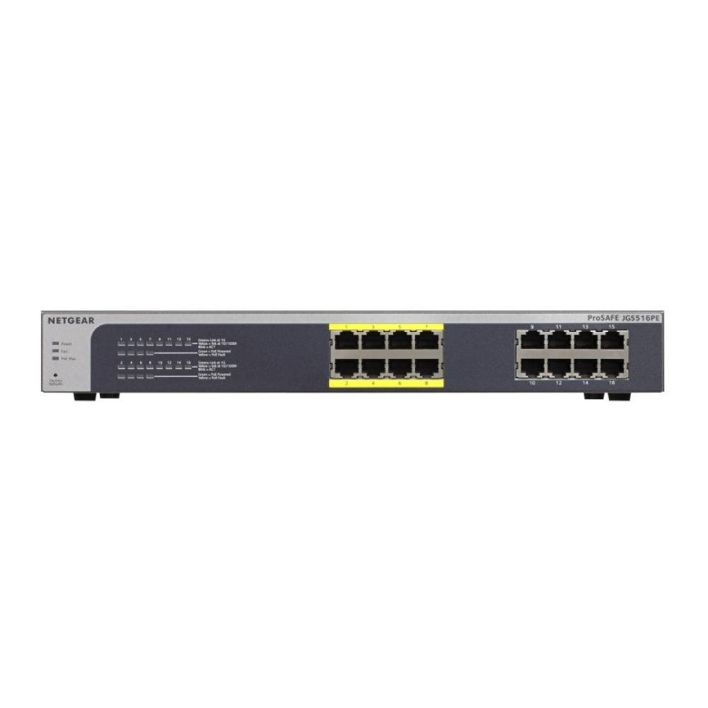 NETGEAR JGS516PE 16-Port Gigabit Ethernet Smart Managed Plus PoE Switc ...